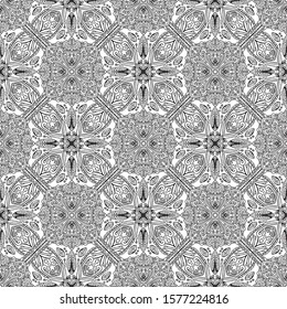 Floral Tiles Line Art Pattern Black Stock Vector (Royalty Free ...