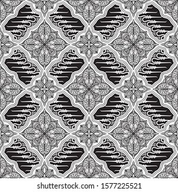 Floral Tiles Line Art Pattern Black Stock Vector (Royalty Free ...