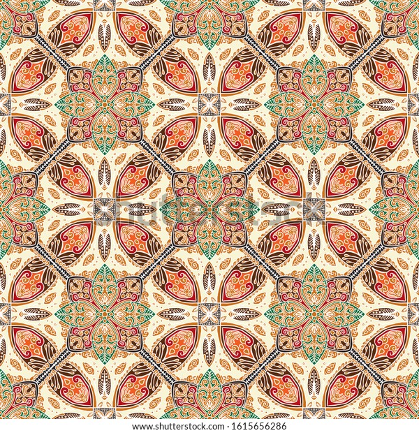 Floral Tiles Line Art Pattern Colorful Stock Vector (Royalty Free ...