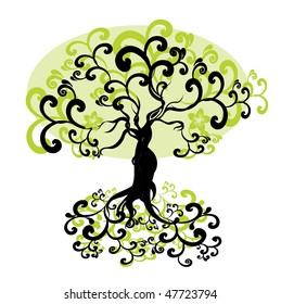 Dryad Tree Logo Unique Tree Vector: vector de stock (libre de regalías ...
