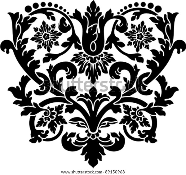 Floral Vintage Pattern Clip Art Optimized Stock Vector (Royalty Free ...