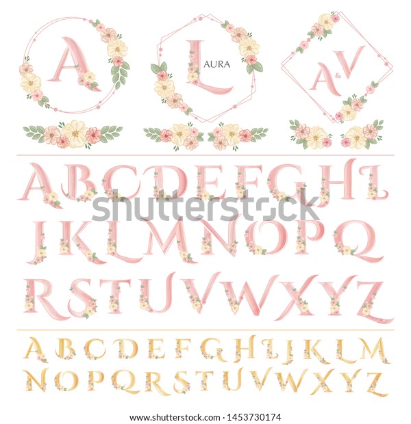 Floral Wedding Alphabet Complete Set Stock Vector (Royalty Free) 1453730174