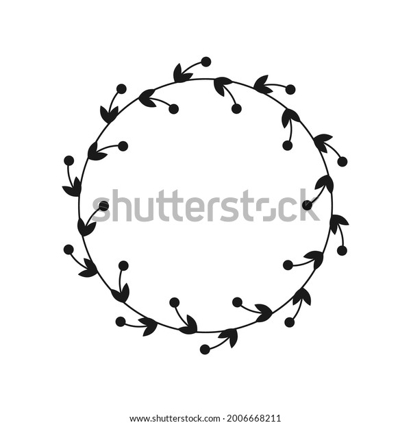 Floral Wreath Black Vector Circle Frame Stock Vector (Royalty Free ...