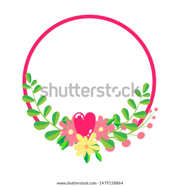Floral Wreath Frame Template Flat Design Stock Vector (Royalty Free ...