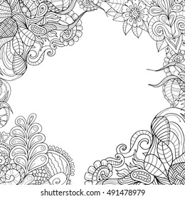 Zentangle Frame Border Zendoodle Floral Wedding: vector de stock (libre ...