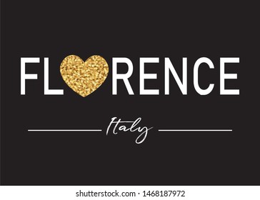 Florence City Name Gold Sequin Heart Stock Vector (Royalty Free ...