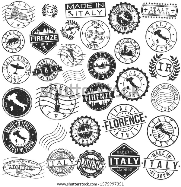 Florence Italy Stamp. Vector Art Postal. Passport Travel Design. Travel ...