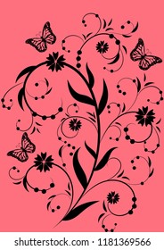 Florid Floral Pattern Background Nature Butterfly Stock Vector (Royalty ...