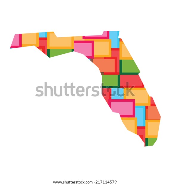 Florida Color Squares Map Concept Diversity Stock Vector (Royalty Free ...