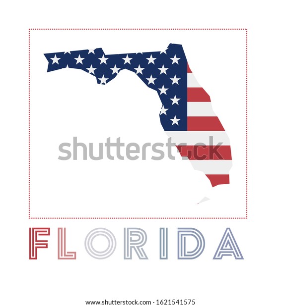 Florida Logo Map Florida Us State 스톡 벡터(로열티 프리) 1621541575