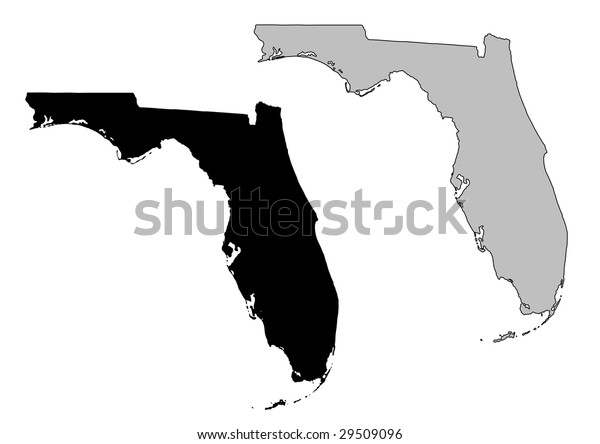 Florida Map Black White Mercator Projection Stock Vector (Royalty Free ...