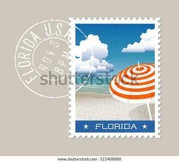 Florida Postage Stamp Design Detailed Vector Stock Vector (Royalty Free ...