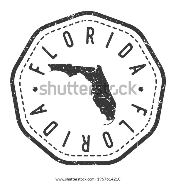 Florida Usa Map Stamp Retro Postmark Stock Vector (Royalty Free ...