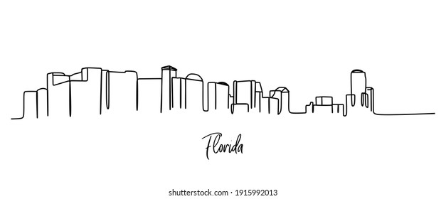 Florida Usa Skyline Continuous One Line Stock Vector (Royalty Free ...