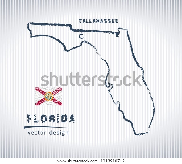 Florida Vector Chalk Drawing Map Isolated Stock Vector (Royalty Free ...