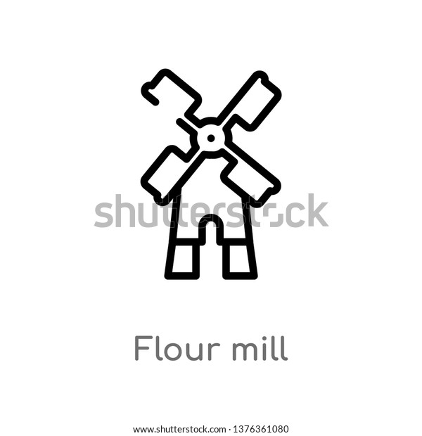 Flour Mill Vector Line Icon Simple Stock Vector (Royalty Free ...