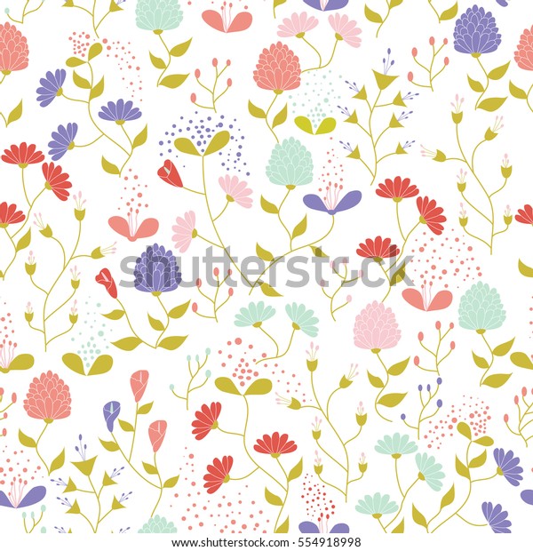 Flourish Seamless Colorful Doodles Pattern On Stock Vector (Royalty ...
