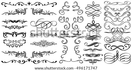 Flourish Swirl Vector Collection Set Vintage Vector de stock (libre de ...
