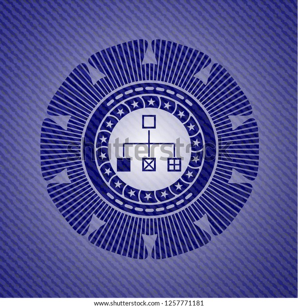 Flowchart Icon Inside Badge Jean Texture: vector de stock (libre de ...