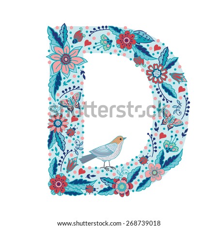 Flower Alphabet Letter D Bright Floral Stock Vector (Royalty Free ...