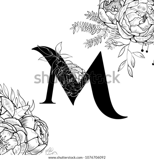 Flower Alphabet Letter M Pattern Stock Vector (Royalty Free) 1076706092 ...