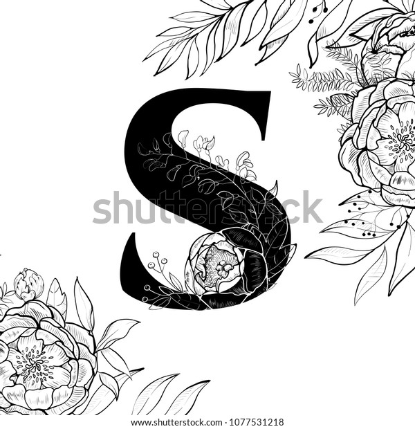 Flower Alphabet Letter S Pattern Stock Vector (Royalty Free) 1077531218 ...