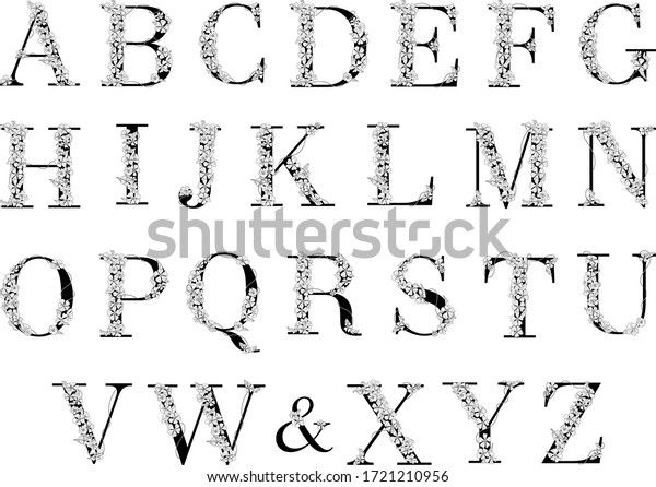 Flower Alphabet Vector Isolated Illustration Black Stock Vector ...