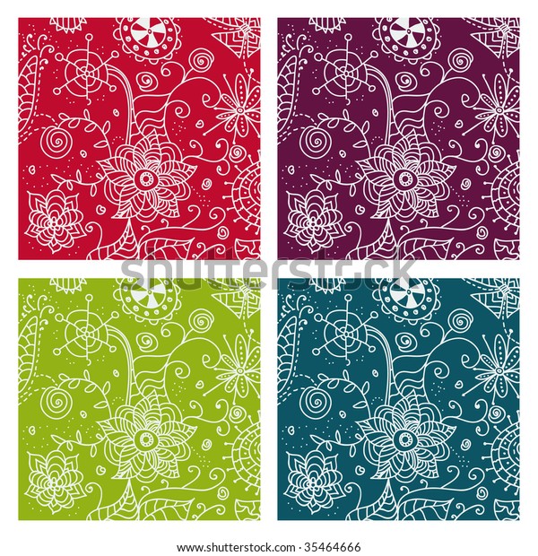 Flower Background Four Colors Stock Vector (Royalty Free) 35464666 ...