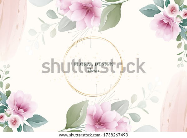Flower Background Horizontal Floral Frame Wedding Stock Vector (Royalty ...