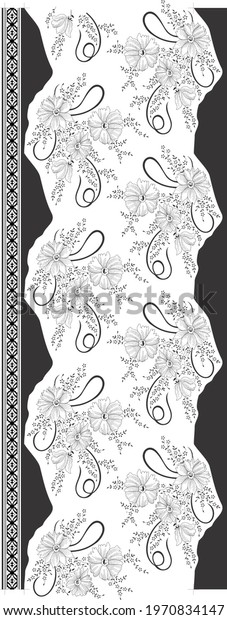 Flower Border Design Fabric Print Texture Stock Vector (Royalty Free ...