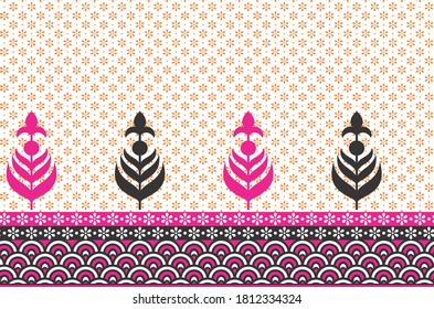 Flower Border Pattern Fabric Print Background Stock Vector (Royalty ...