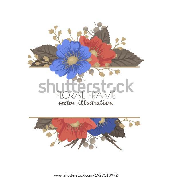 Flower Border Template Blue Flowers Stock Vector (Royalty Free ...