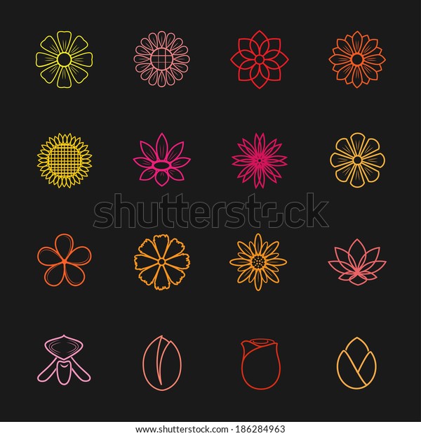 Flower Colorful Icons Vector Stock Vector (Royalty Free) 186284963 ...