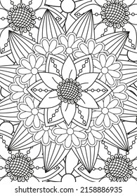 Flower Composition Coloring Page Zendala Design Stock Vector (Royalty ...