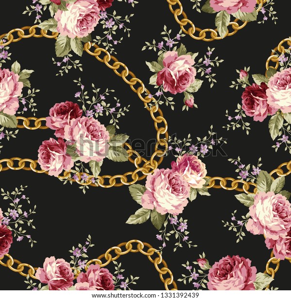 Flower Design Chains Pattern Textile Print Stock Vector (Royalty Free ...