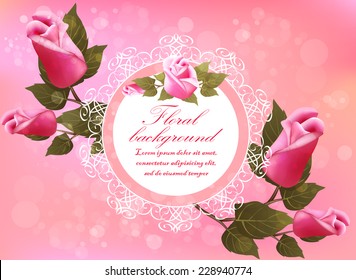 Flower Design Postcards On Pink Background Stock Vector (Royalty Free ...
