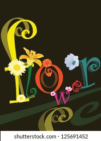 Flower Design Word Different Kinds Flowers Stock Vector (Royalty Free ...