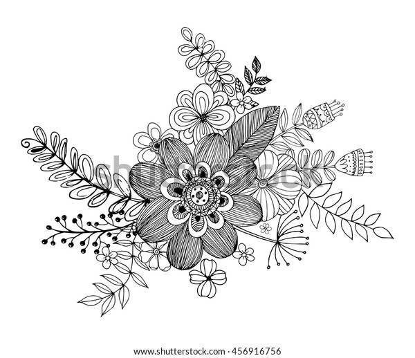 Flower Doodle Coloring Page Vector Stock Vector (Royalty Free) 456916756