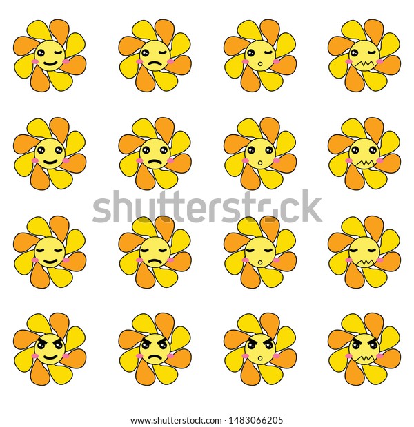 Flower Emoticon Smile Icon User Interface Stock Vector (Royalty Free ...