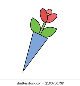 Flower Fill Line Vector Illustration Stock Vector (Royalty Free ...