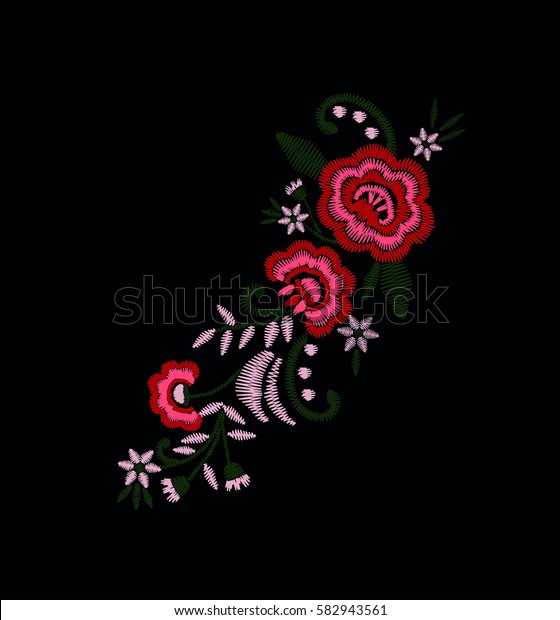 Flower Floral Vector Embroidery Stock Vector (Royalty Free) 582943561 ...