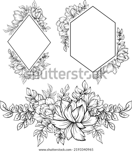 Flower Frame Border Line Art Stock Vector (Royalty Free) 2193340965 ...