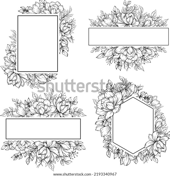 Flower Frame Border Line Art Stock Vector (Royalty Free) 2193340967 ...