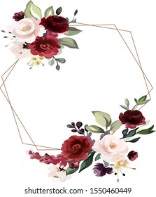 Flower Frame Invitation Card Red White Stock Vector (Royalty Free ...