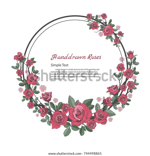 Flower Frame Rose Drawing Sketch On Stock Vector (Royalty Free ...