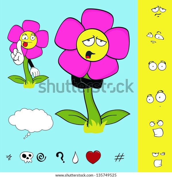 Flower Funny Cartoon Set Vector Format Stock Vector (Royalty Free ...