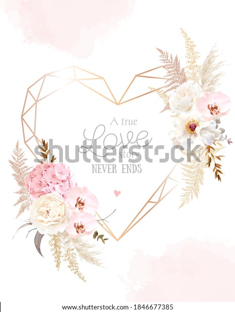 Flower Geometric Heart Line Art Vector Stock Vector (Royalty Free ...