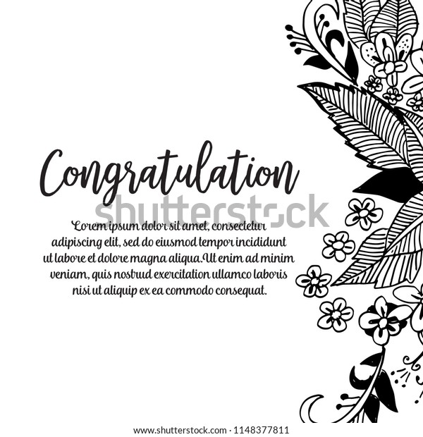 Flower Hand Draw Design Congratulation Card Stock Vector (Royalty Free ...