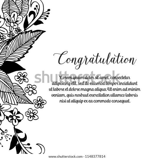 Flower Hand Draw Design Congratulation Card Stock Vector (Royalty Free ...