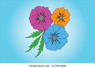 Flower Hand Drawing Vector Colored Flower: เวกเตอร์สต็อก (ปลอดค่า ...